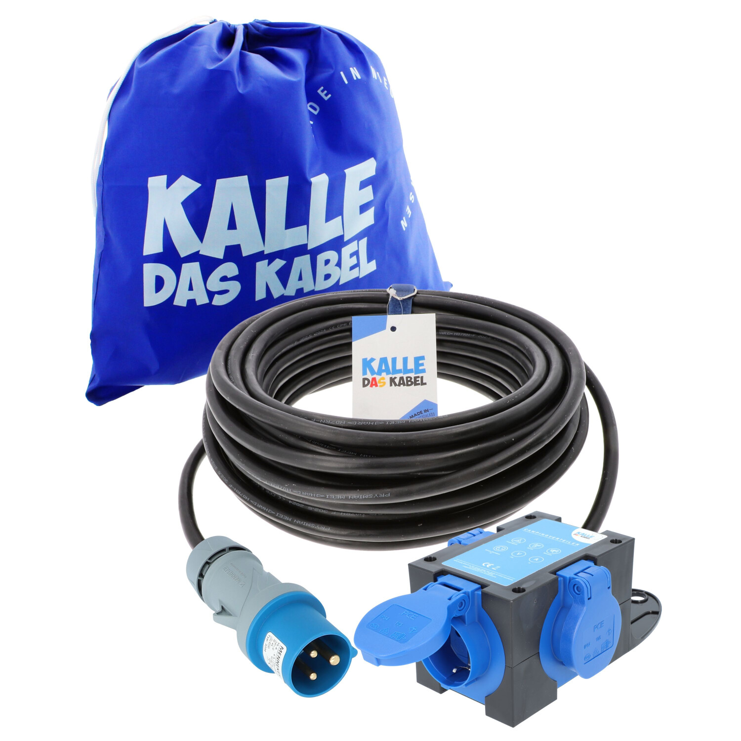 Camping Adapterkabel CEE Stecker blau auf Schuko Kupplung / 230V 16A ...